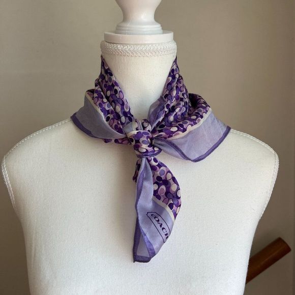 Coach | Accessories | Coach Purple Monogramlogo C Neck Scarf 0 Silk ...